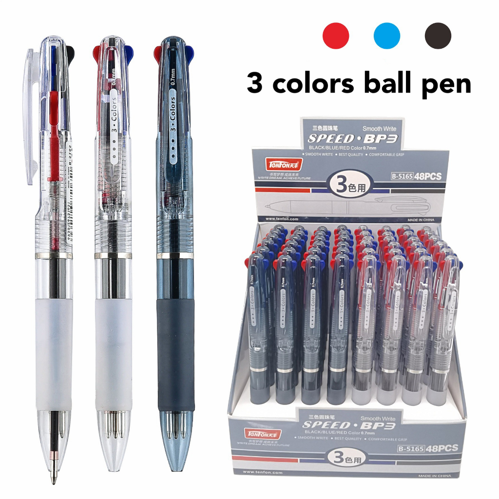 TENFON 1BOX B-5165 3 Colors Ball Point Pen 0.7mm 48PCS | Shopee Philippines