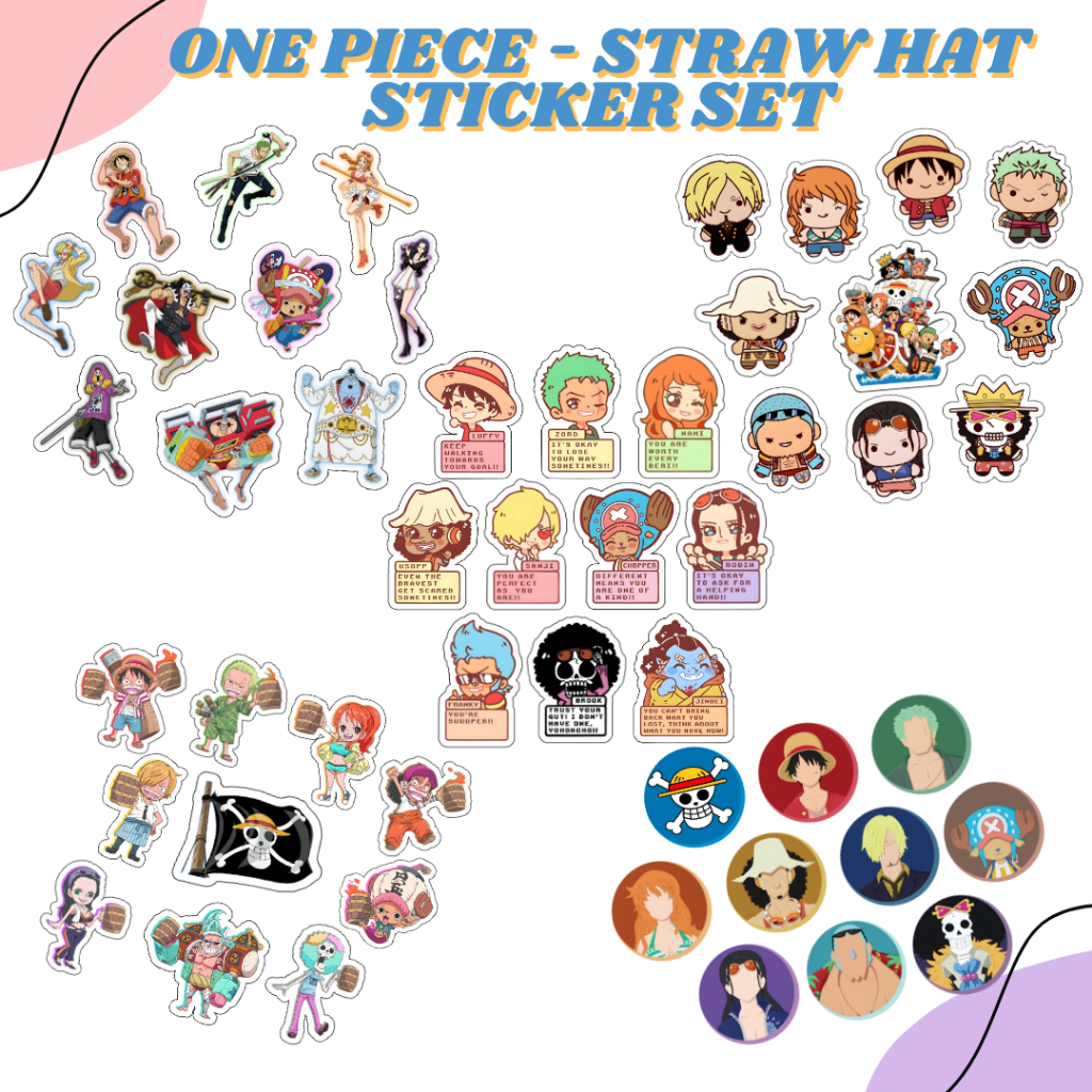 One Piece Straw Hat - Vinyl Waterproof Sticker Set - 10pcs | Shopee ...