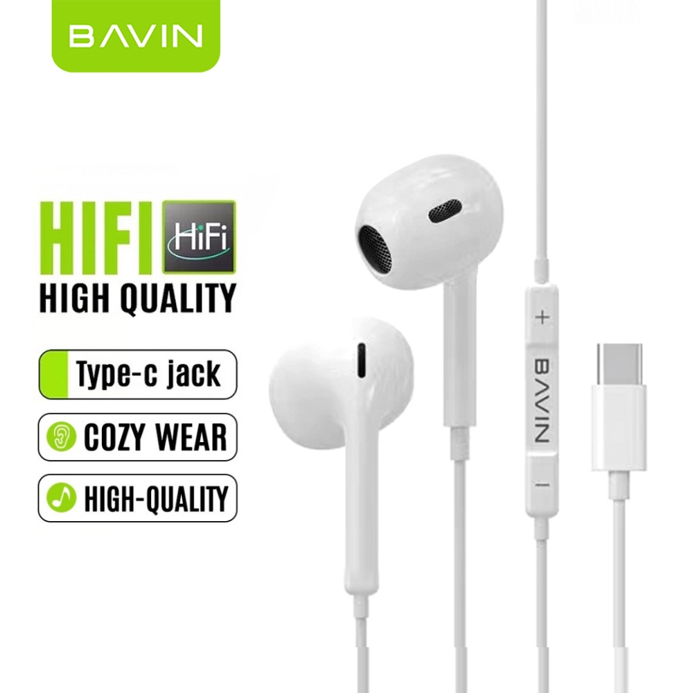 BAVIN HX856 Wired Earphone Hifi Sound W/ Controller & Mic for 3.5mm ...