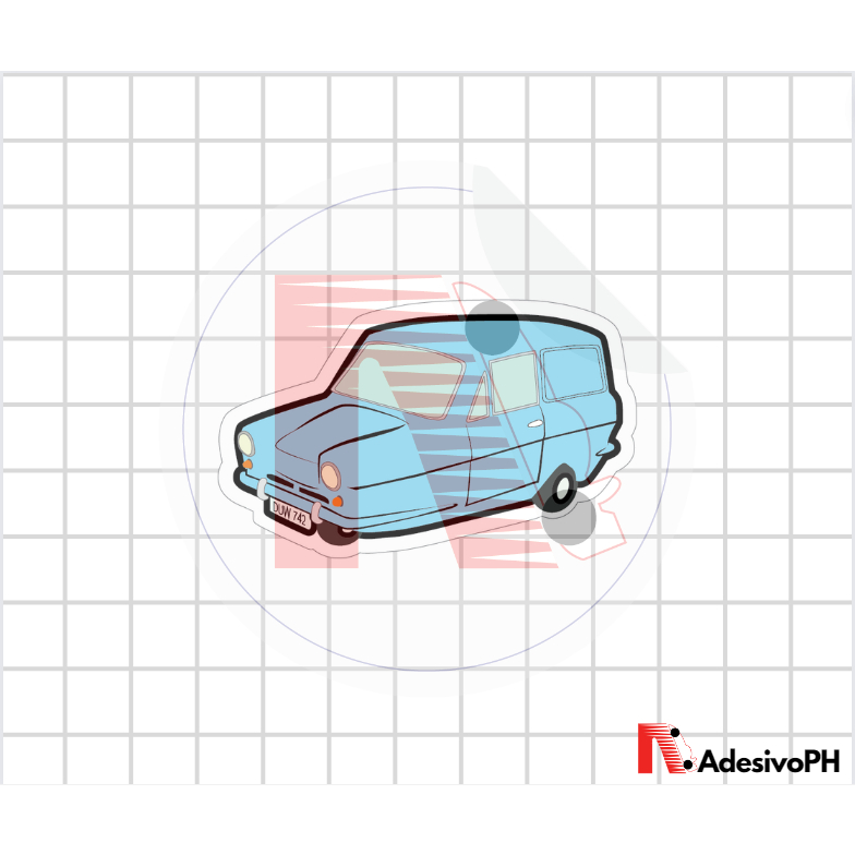 Three Wheeled Blue Car Sticker - MR. BEAN / MATTE / Waterproof ...