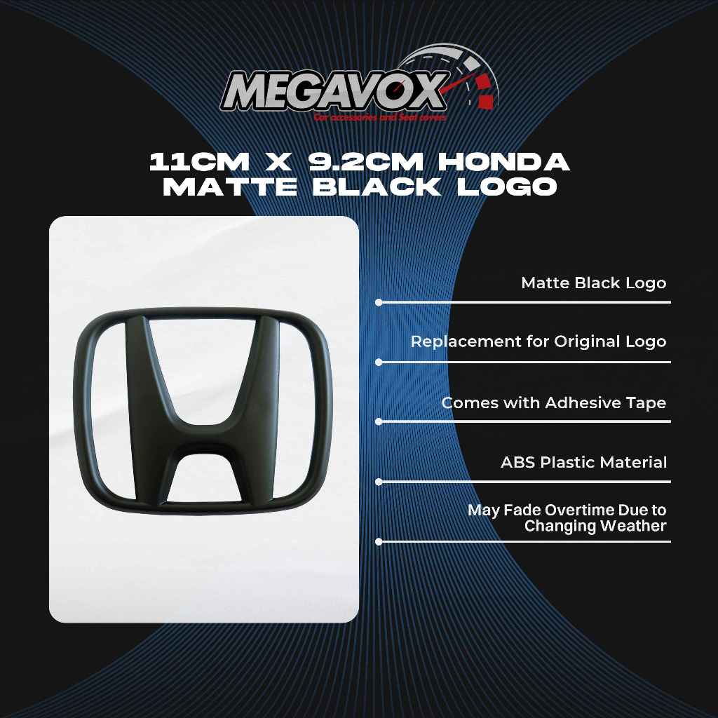 11cm x 9.2cm Honda Matte Black Logo | Shopee Philippines