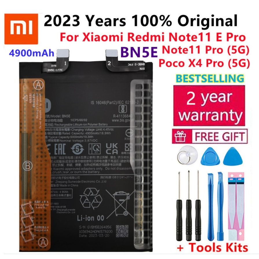 New Orginal BN5E 5000mAh Battery For Xiaomi Note 11 Pro 5G / POCO X4 Pro 5G Batteries | Shopee ...