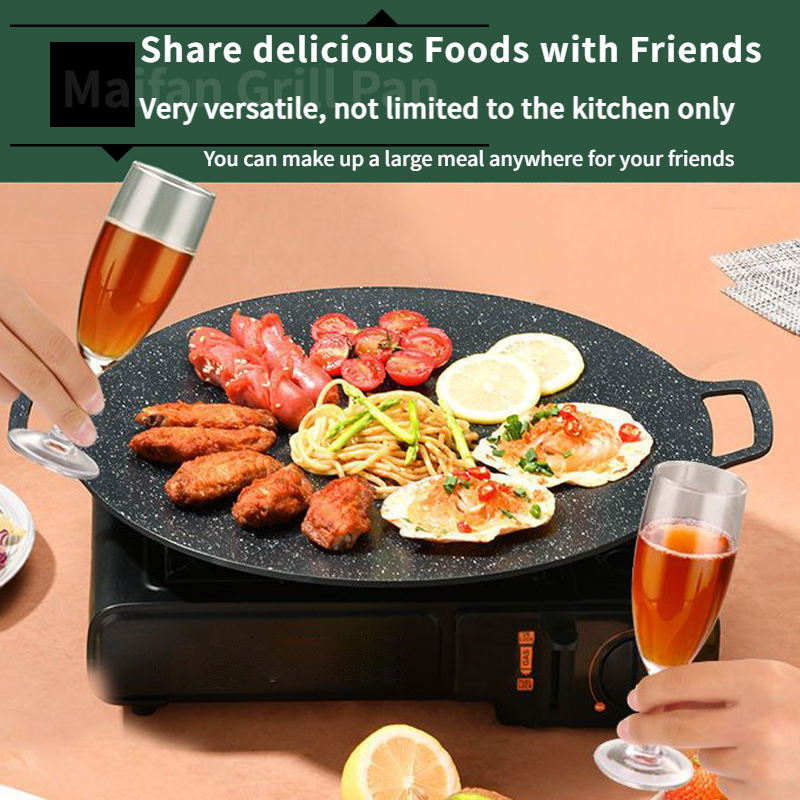 Barbecue Pan Korean BBQ Barbecue Pan Cassette Grill Stone Round Flat ...