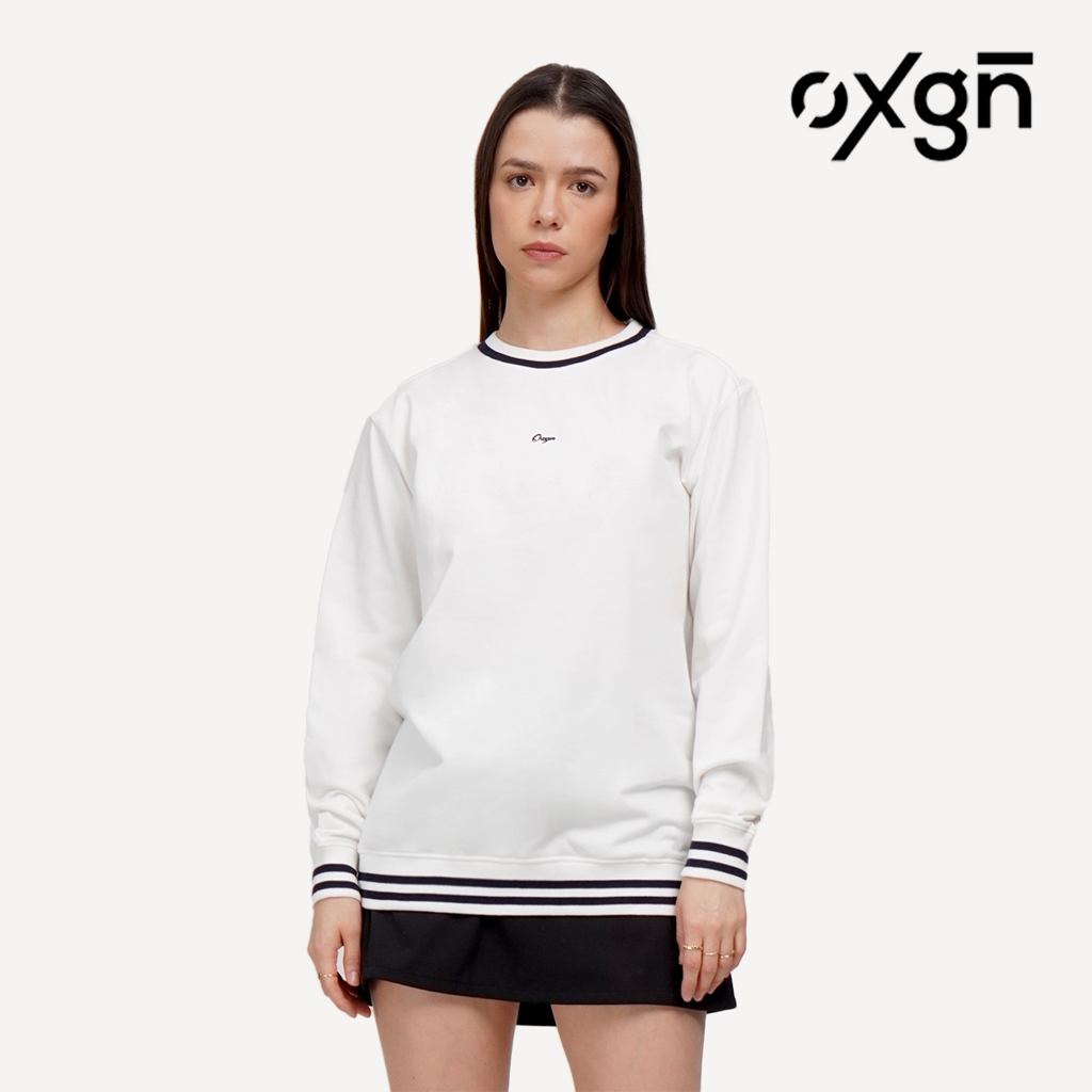 OXGN Logo Striped Ribbing Pullover For Women (Off White) | Shopee ...