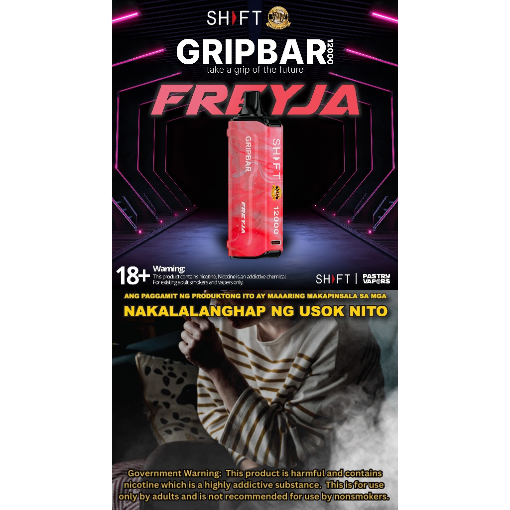 SHFT FREYJA PV (PASTRY VAPORS) GRIPBAR 12000 PUFFS NON-MENTHOLATED ...