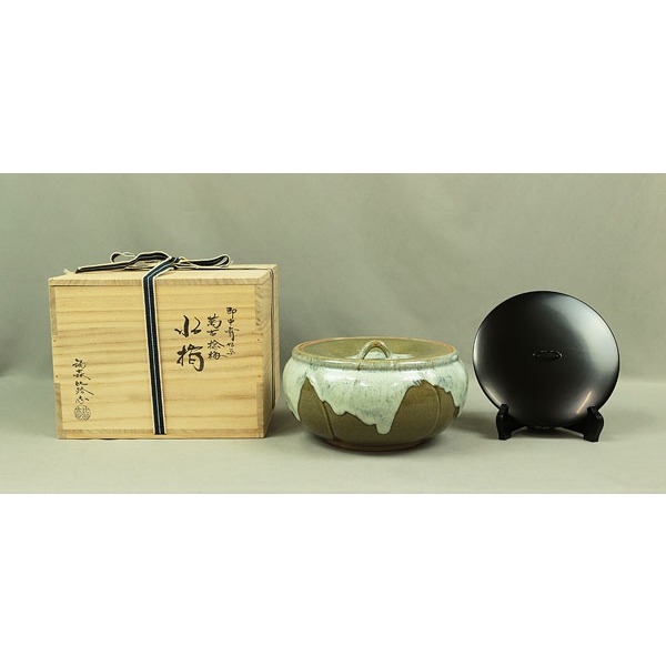 Banko-yaki ware Mizusashi Fresh water container V507 Nejiume shape ...