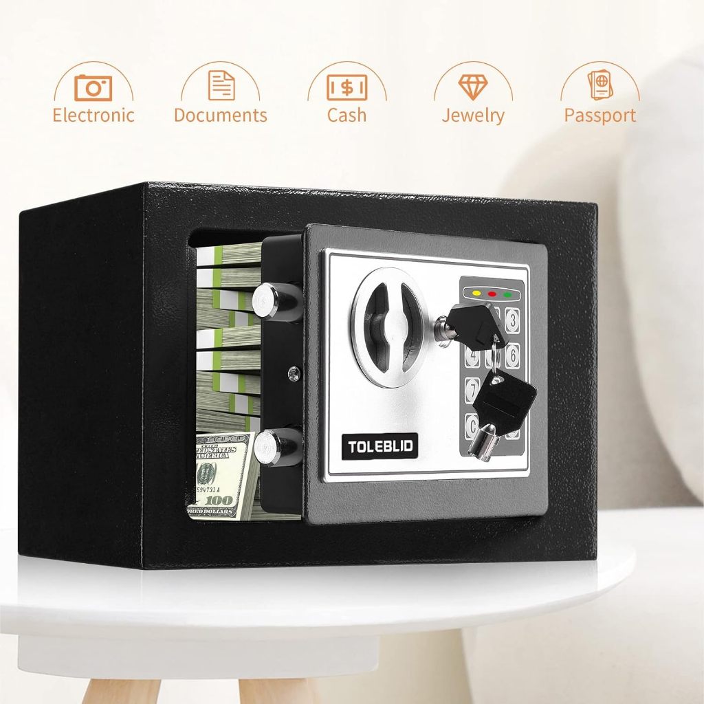 Safe Box Money Vault Home Digital Wall Safe Box Keypad Lock Steel Money ...