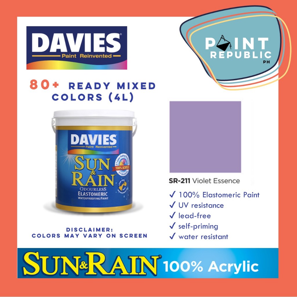 Davies Sun & Rain Elastomeric Waterproofing Paint - 4L | Shopee Philippines
