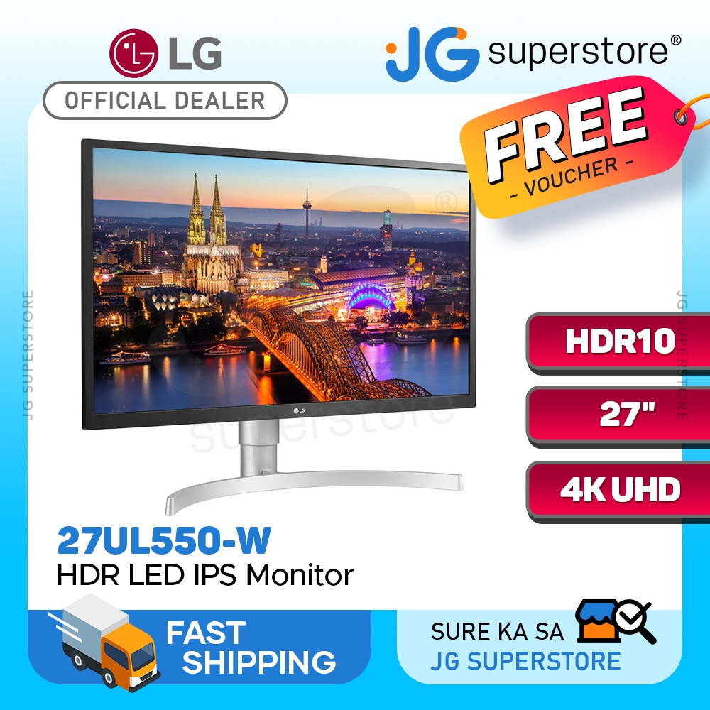 LG 27UL550-W 27" IPS LED 60Hz 4K UHD HDR Monitor Ergo Stand, HDMI ...