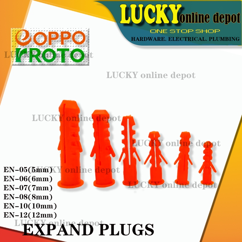 EOPPO/ROTO EXPAND PLUGS NYLON TOX BLISTER ORANGE (EN-10/EN-12) 50PCS ...