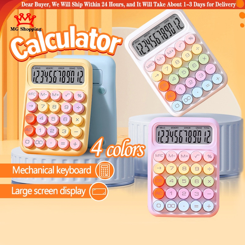 Ins Korean Dopamine Color Calculator 12 Digits Large Display Mechanical ...
