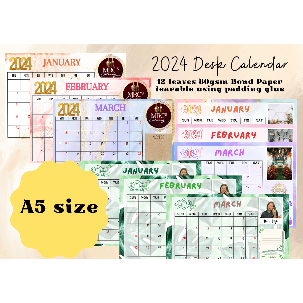 Personalized Desk Calendar 2024 , A5 size, Minimalist designs, Calendar ...
