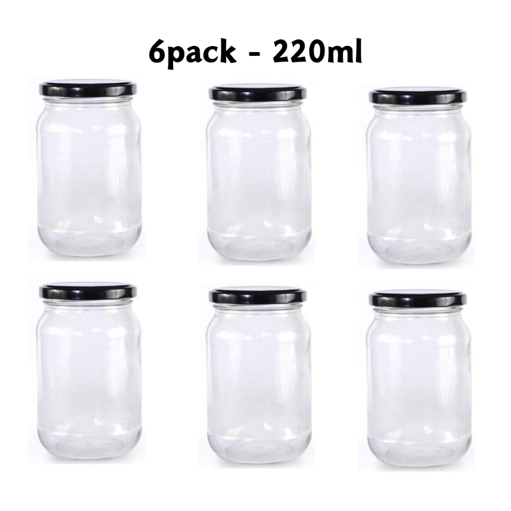 6pack Generic glass Jar 220ml Kitchen Container Set for Storage Black ...