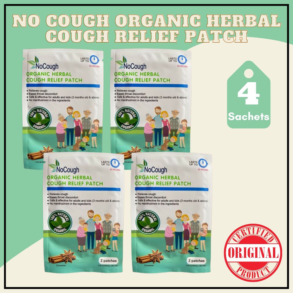Original No Cough Organic Herbal Cough Relief Patch (4 sachets // 8 ...