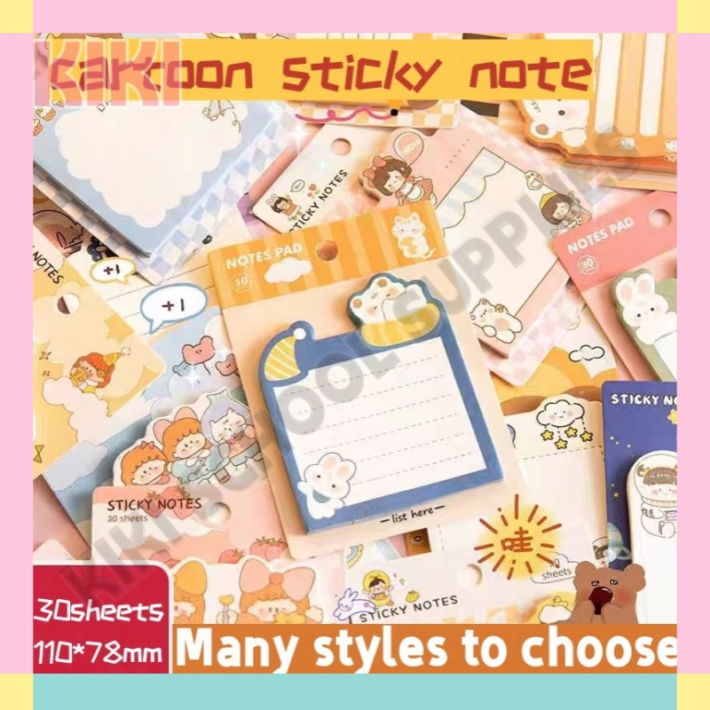 KK 30 Sheets Cute Post-it Notes Message Sticky Memo Pad Student Office ...