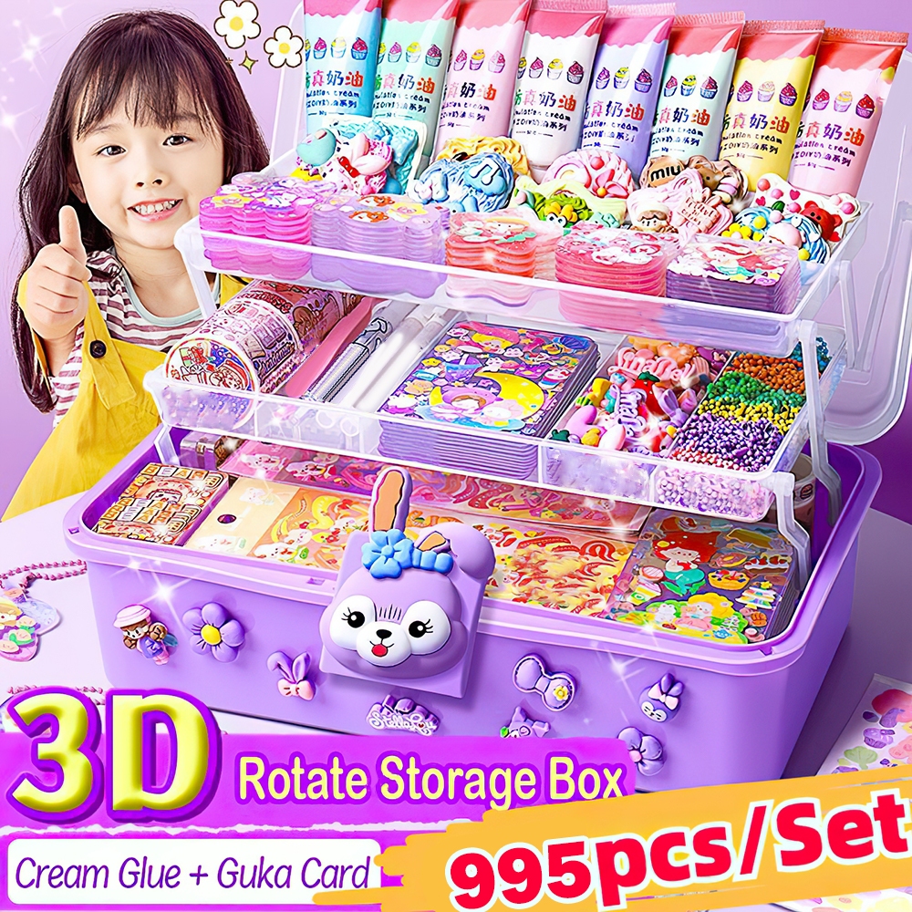 Guka Set Box Guka Sticker Tool Set Child Gift Pack Accessories Goo Card for Kid Collage Stickers ...