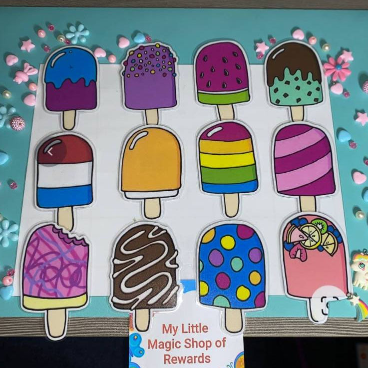 ESL Props - 12 pcs popsicle (MAGNETIC WITHOUT BACKROUND OR VELCRO WITH ...