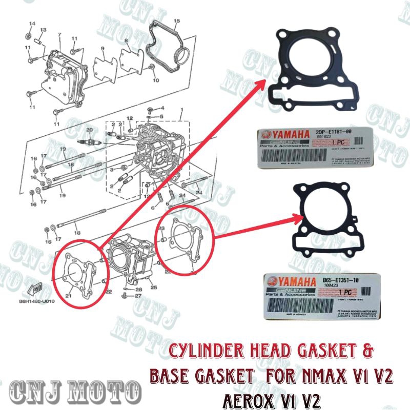 CYLINDER HEAD GASKET AND. BASED GAKET NMAX V1 V2 AEROX V1 V2 SOLD PER ...