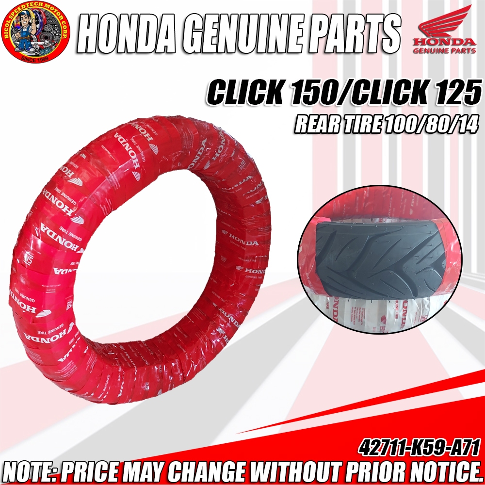 ORIGINAL STOCK IRC TIRE FOR CLICK 150/CLICK 125 REAR 100/80/14 (HPI ...