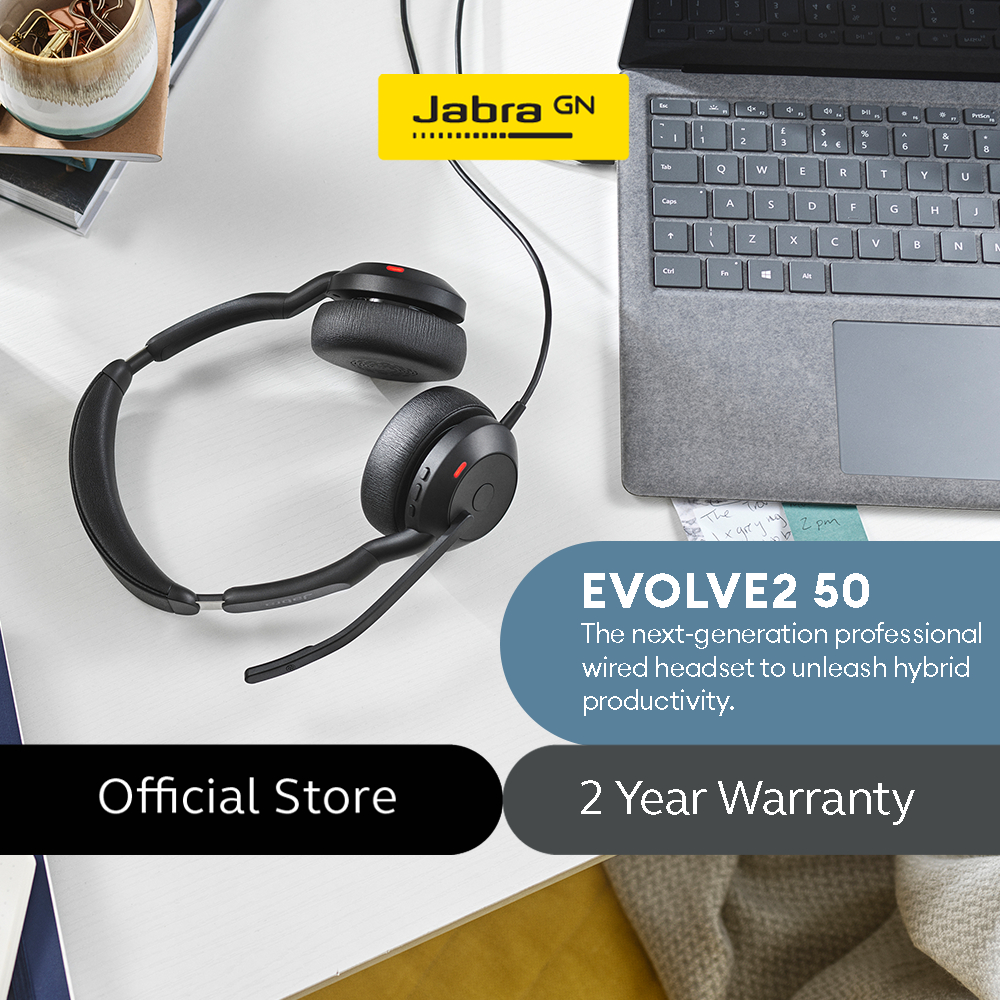 Jabra Evolve2 50 UC Wired/Bluetooth Stereo USB-A or USB-C/A Headset ...