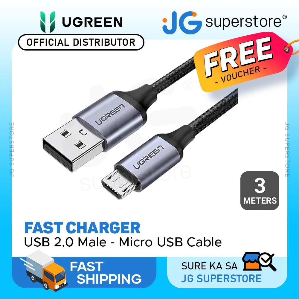 UGREEN 2.4A 3 Meters USB 2.0 to Micro USB Data Charging Cable 480Mbps ...