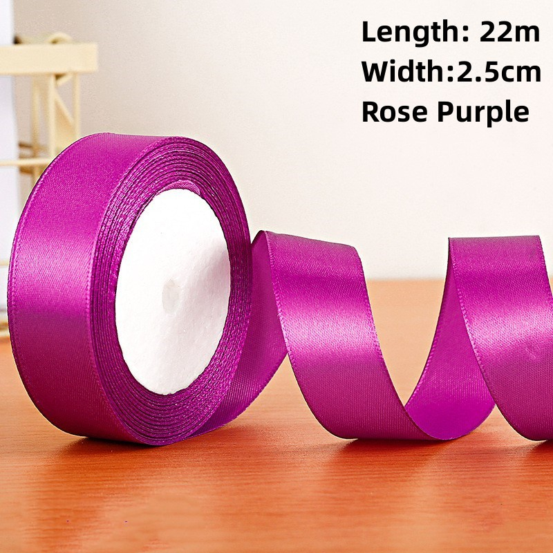 (25 yards/roll) 2.5cm Satin Ribbon Roll Gift Packaging Ribbon Flower ...