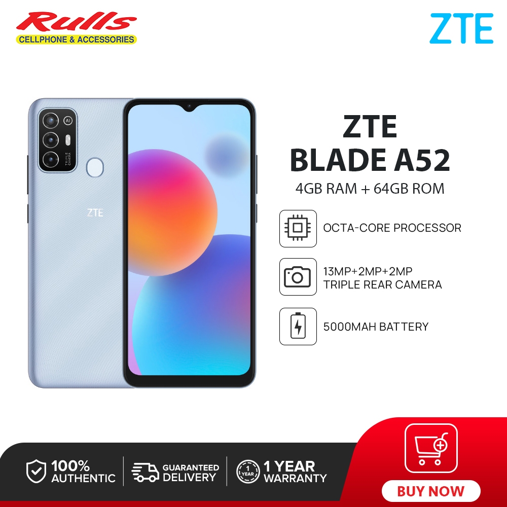 ZTE Blade A52 4GB RAM 64GB ROM 13MP Triple Rear Camera Smartphone ...
