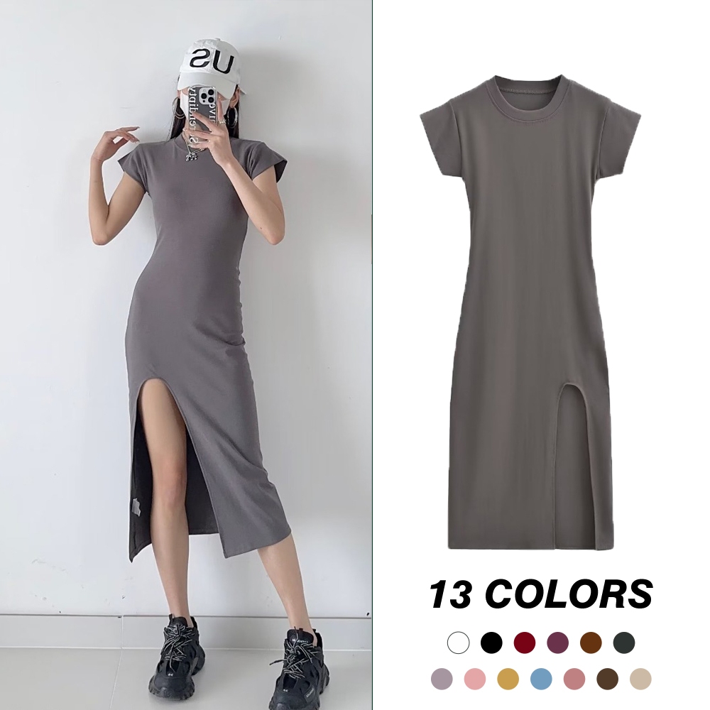 Women's Sexy Dress Wrapped Hip Skirt Slim Fit Slim Side Split Dress ...
