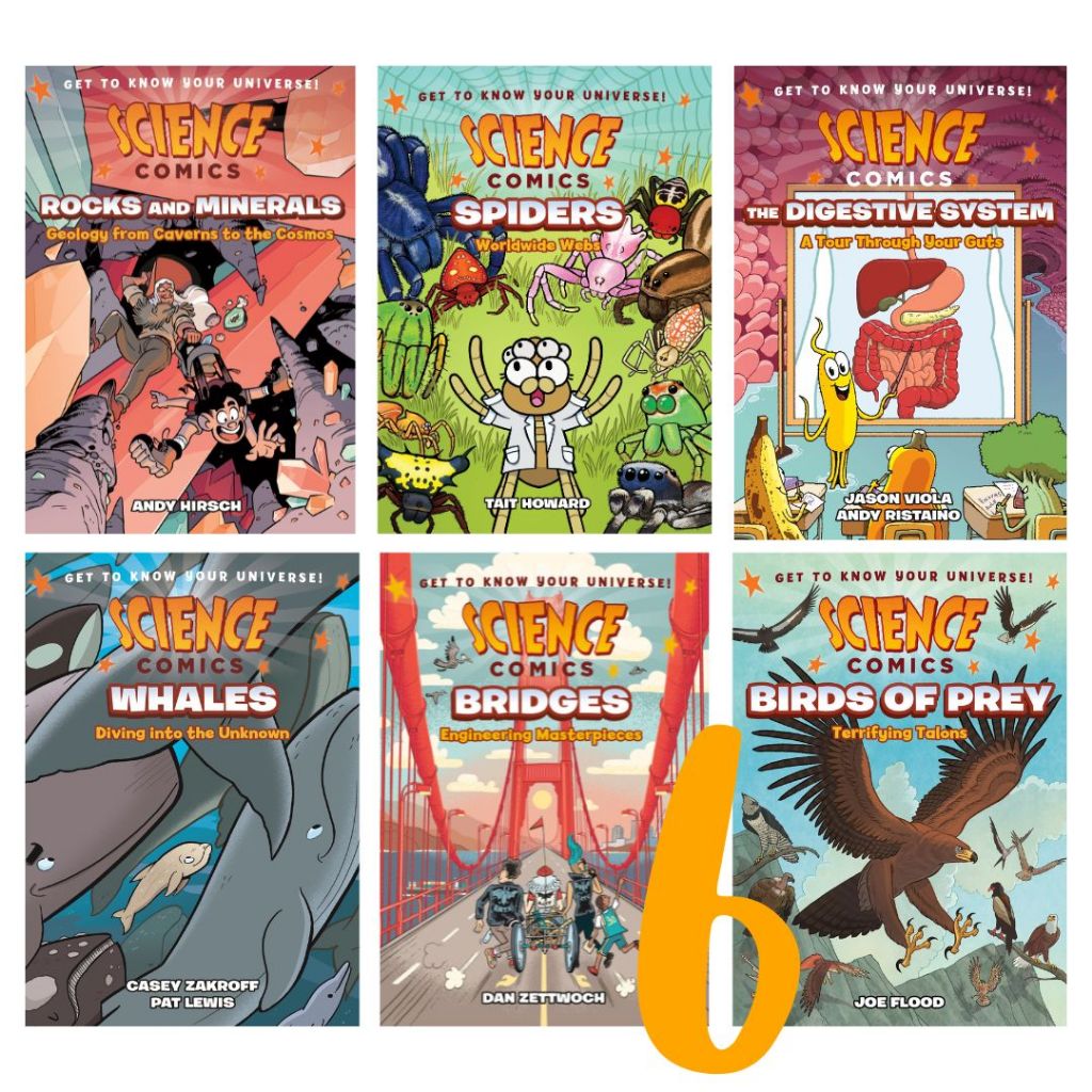 Science Comics (6 books, softcover) (Rocks & Minerals/Spiders/Digestive ...