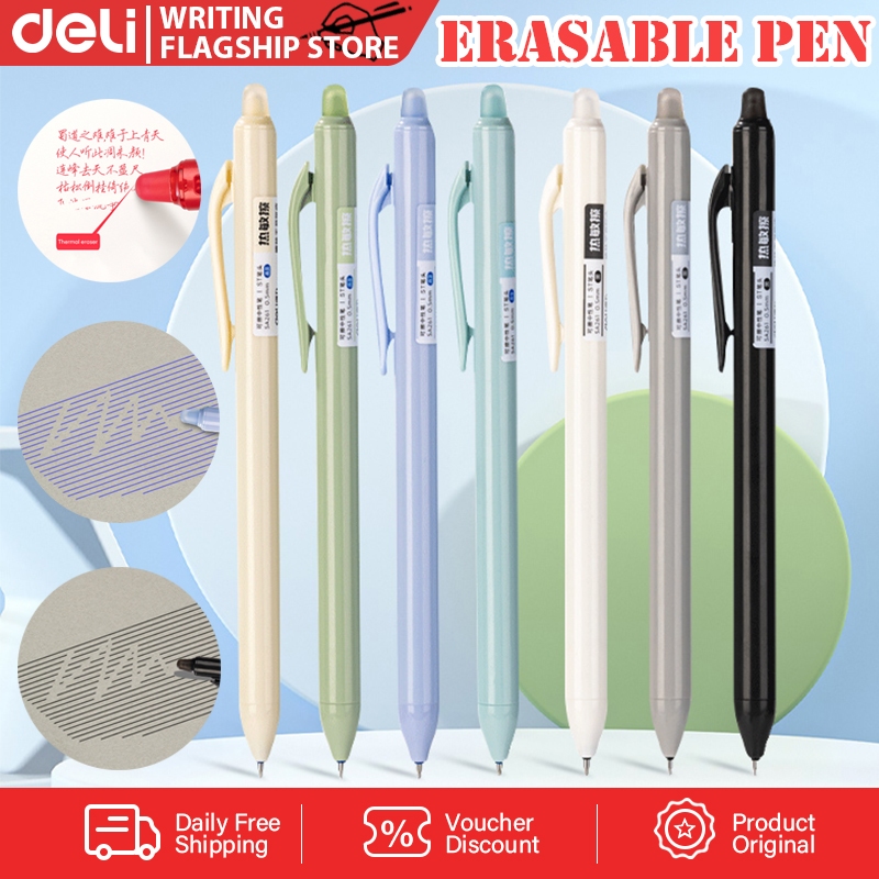 Deli 3Colors Erasable Press Pen Erasable Gel Pen 0.5mm Ballpen ST Head ...