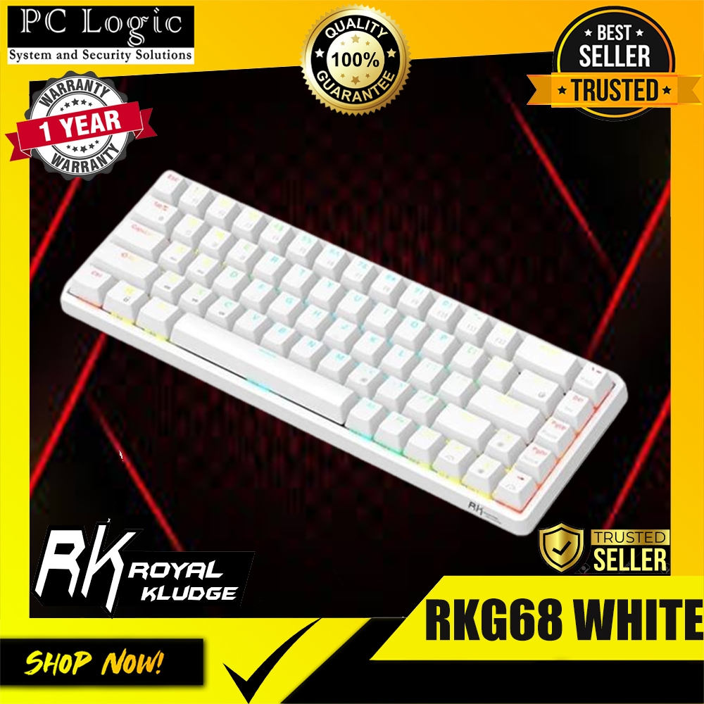 ROYAL KLUDGE RKG68 65% WHITE BLUESWITCH TKYL MECHANICAL KEYBOARD I HOT ...
