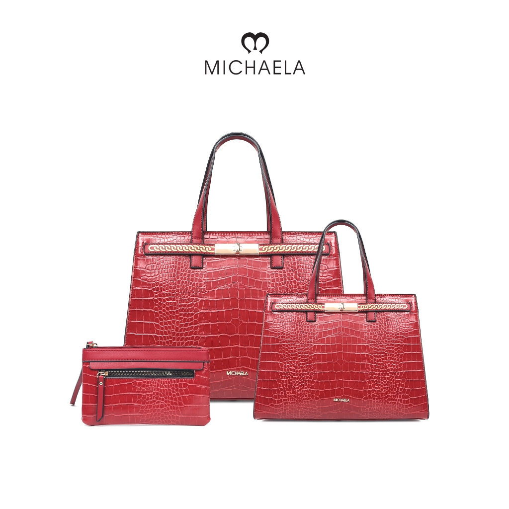 MICHAELA Top Handle Bags Set 3 PCS Crocodile Pattern Classic Retro Satchel Bag Set 3 PCS ...