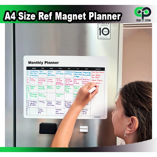 A4 size Monthly Planner Ref Magnet for refrigerator just use white ...