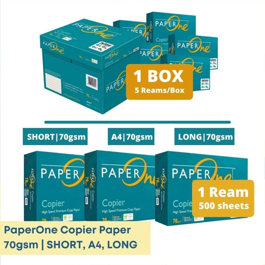 Paper One Copy Paper Short Long A4 70gsm 500 sheets sold per ream | Shopee Philippines