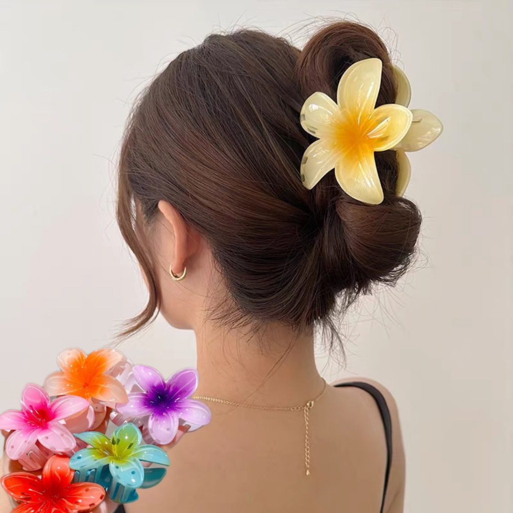 New flower grab clip retro hairpin frangipani ladies side grab half ...