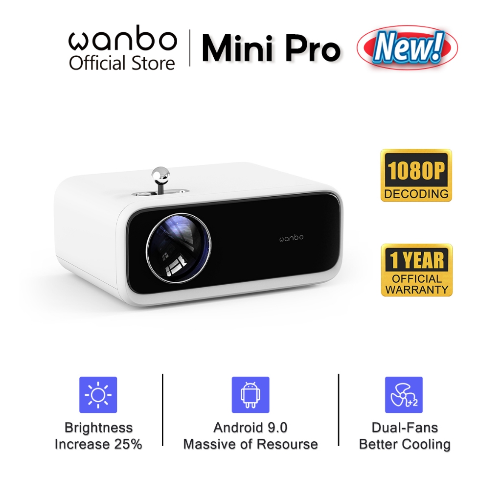 Wanbo Mini Pro Portable Projector Android 1080P Decode Home Cinema Low ...