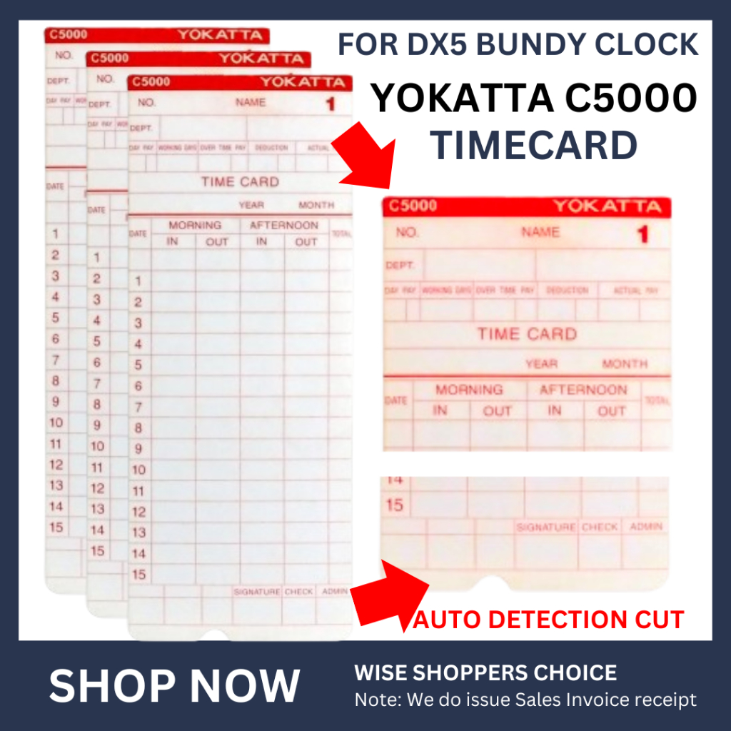 C5000 Punch card for time and attendance machine, time card for D-x5 ...