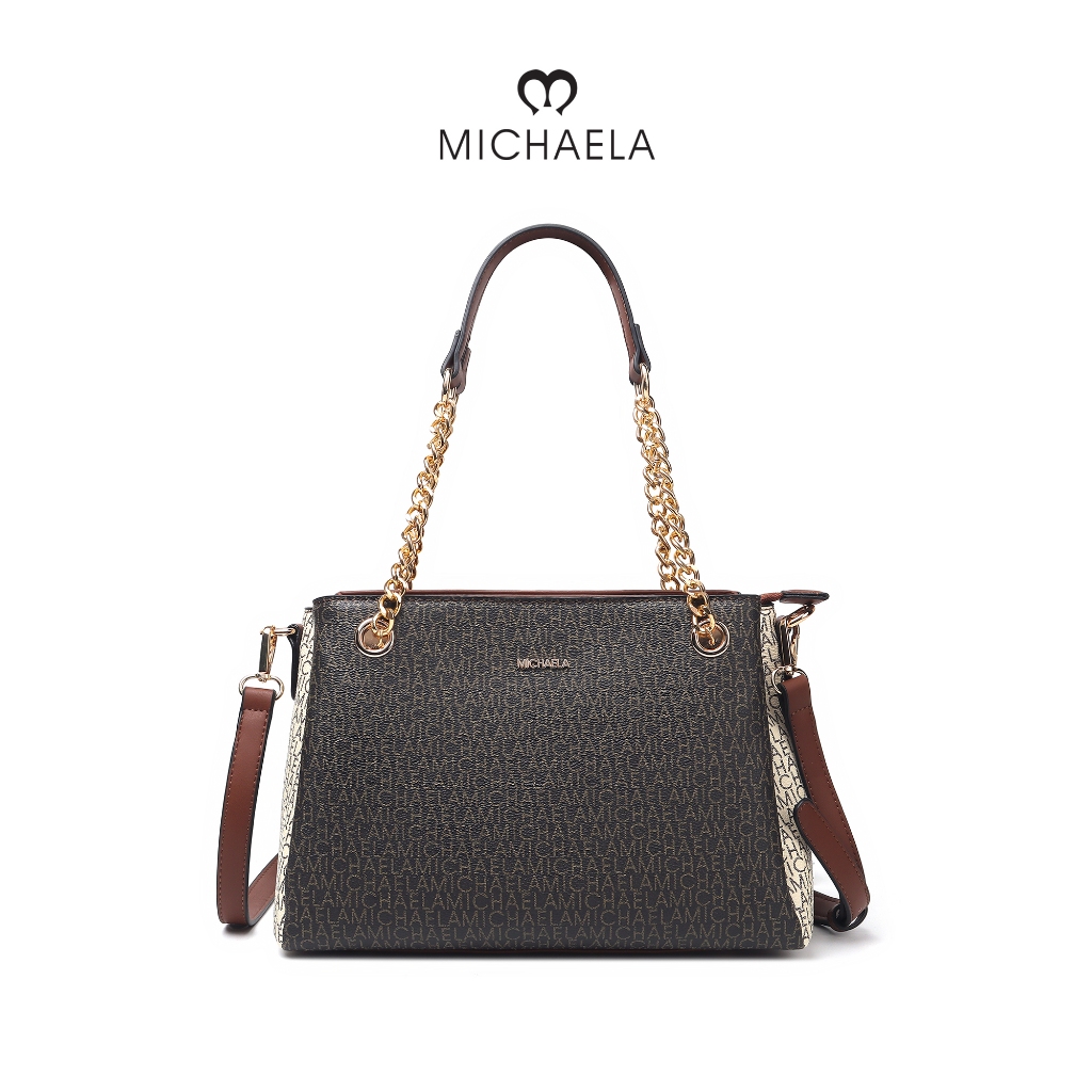 MICHAELA Lettering Chain Tote Bag for Women Multi-Pockets Spacious ...