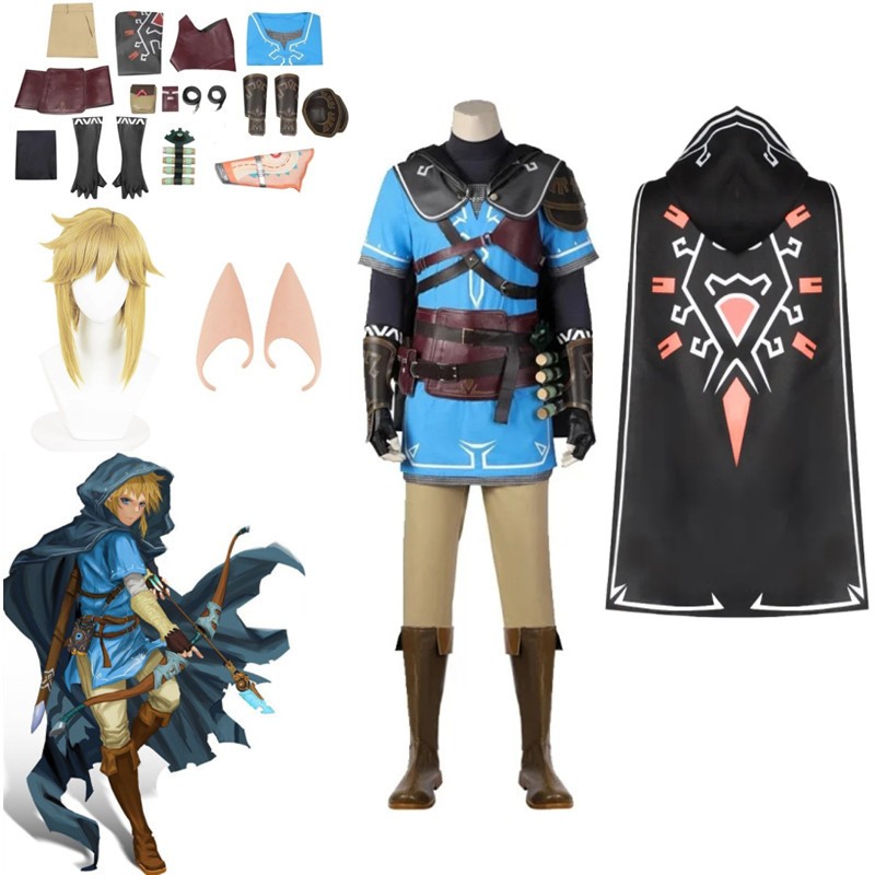 Game Zelda Cosplay Breath of the Wild Link Costume Shirt Cloak ...
