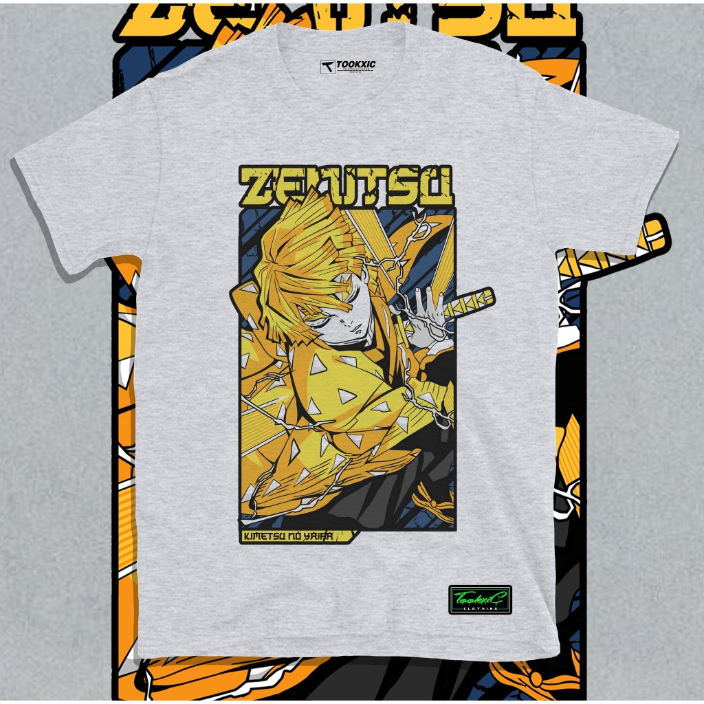Demon Slayer | ZENITSU | Anime Shirt | Light Acid Gray | Sublimation ...