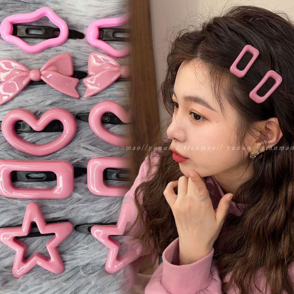 NECK 10 Pcs/Set Women's Cute Pink Hair Clip Fashion Star Heart Bangs ...