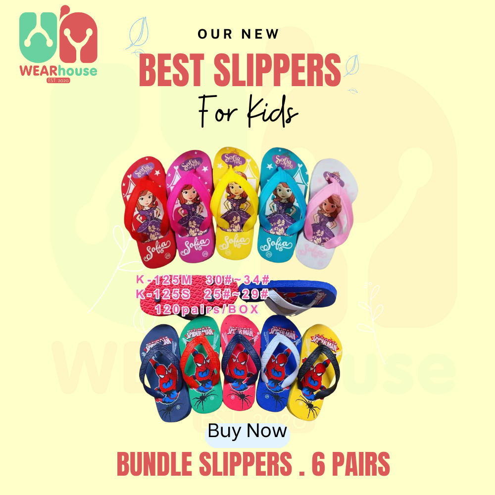 PER BUNDLE KIDS HERMES SLIPPERS FOR BOYS AND GIRLS ASSORTED COLOR AND ...