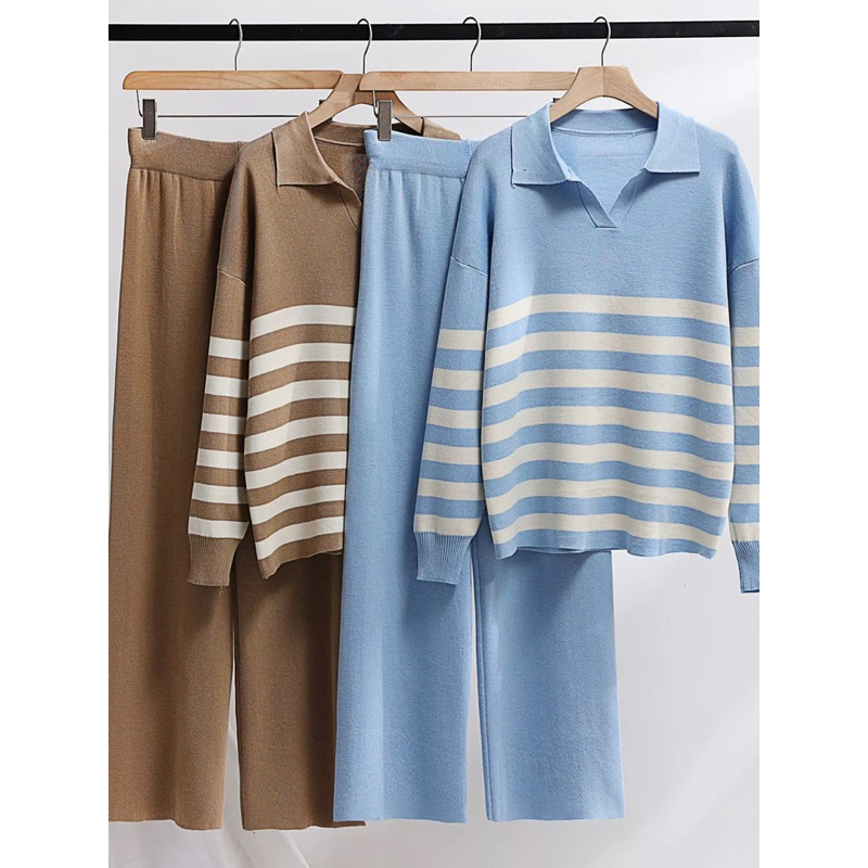 Only.Fashion Stripe Knitted Terno Pants #5656 | Shopee Philippines
