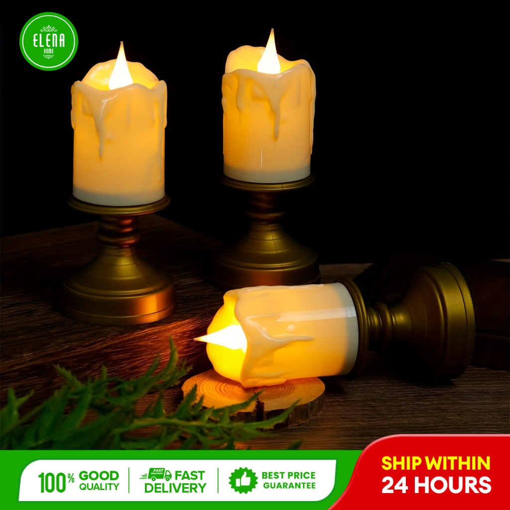 Elena Home LED Flameless Plastic Swing Candle With Base Tears Candle ...