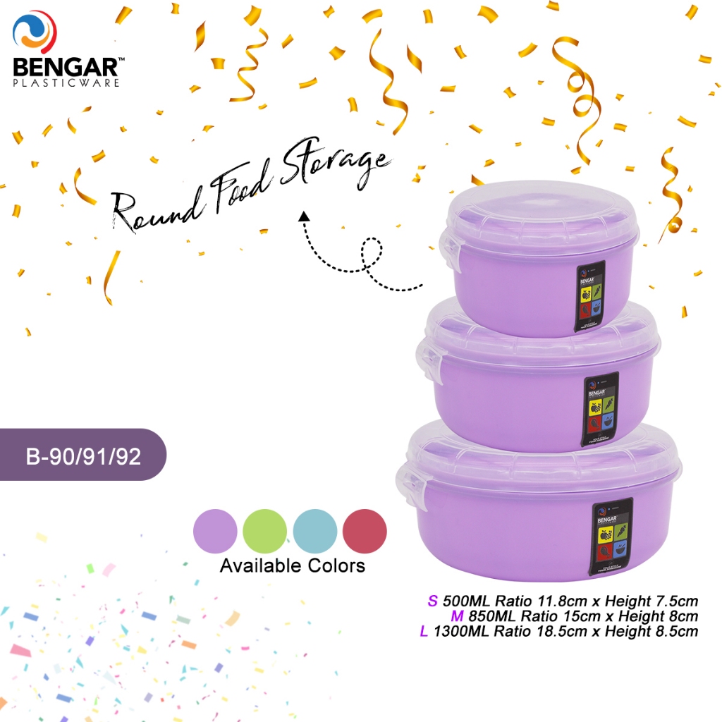 Hqc Food Storage Box Round Container Keeper Kitchen Ware Space Saver ...