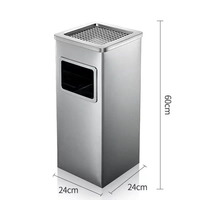 Stainless Ashtray Trash Bin Square Top Cigarette Bin Trash Can | Shopee ...