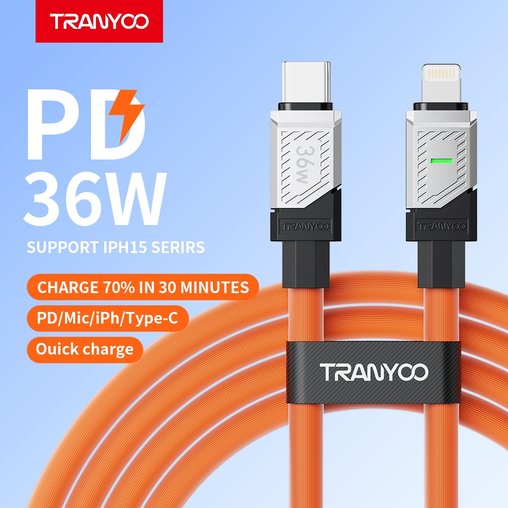 Tranyoo CL-2 100W 36W 1.2M Data Cable Fast Charging For Iph Type-C Transfer Sync & Charge Cable ...