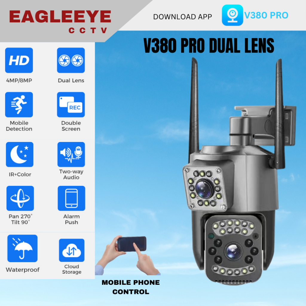 CCTV V380 Pro 4MP Ultra HD Wireless Outdoor Dual Lens CCTV Security ...