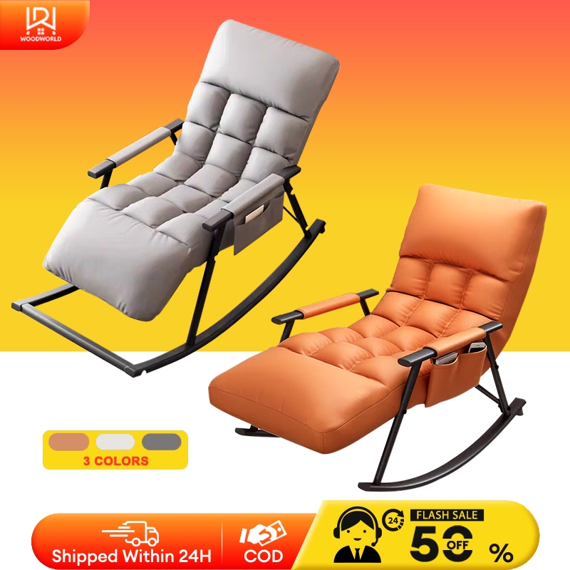 【Adjustable】Lazy Rocking Chair Leisure Reclining Chair Lazy Sofa Lounge ...