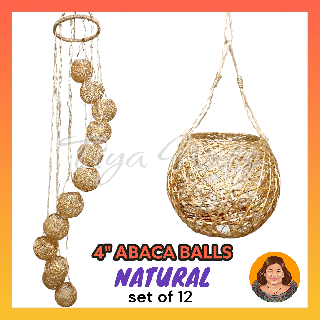 TIYA NATY Hanging Native Globe Abaca Rattan Balls String Indoor Outdoor ...